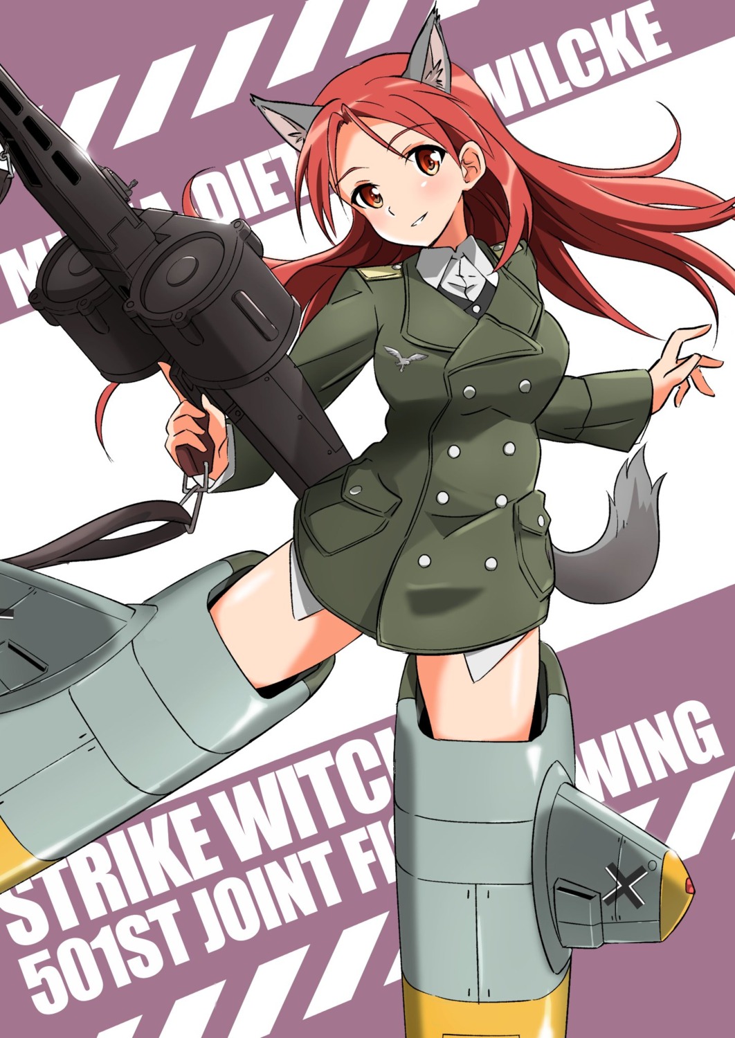 tricky 46 strike witches minna dietlinde wilcke animal ears gun tail uniform | #818624 | yande.re
